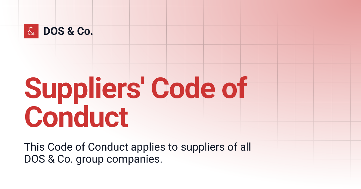 Suppliers' Code of Conduct | DOS & Co.
